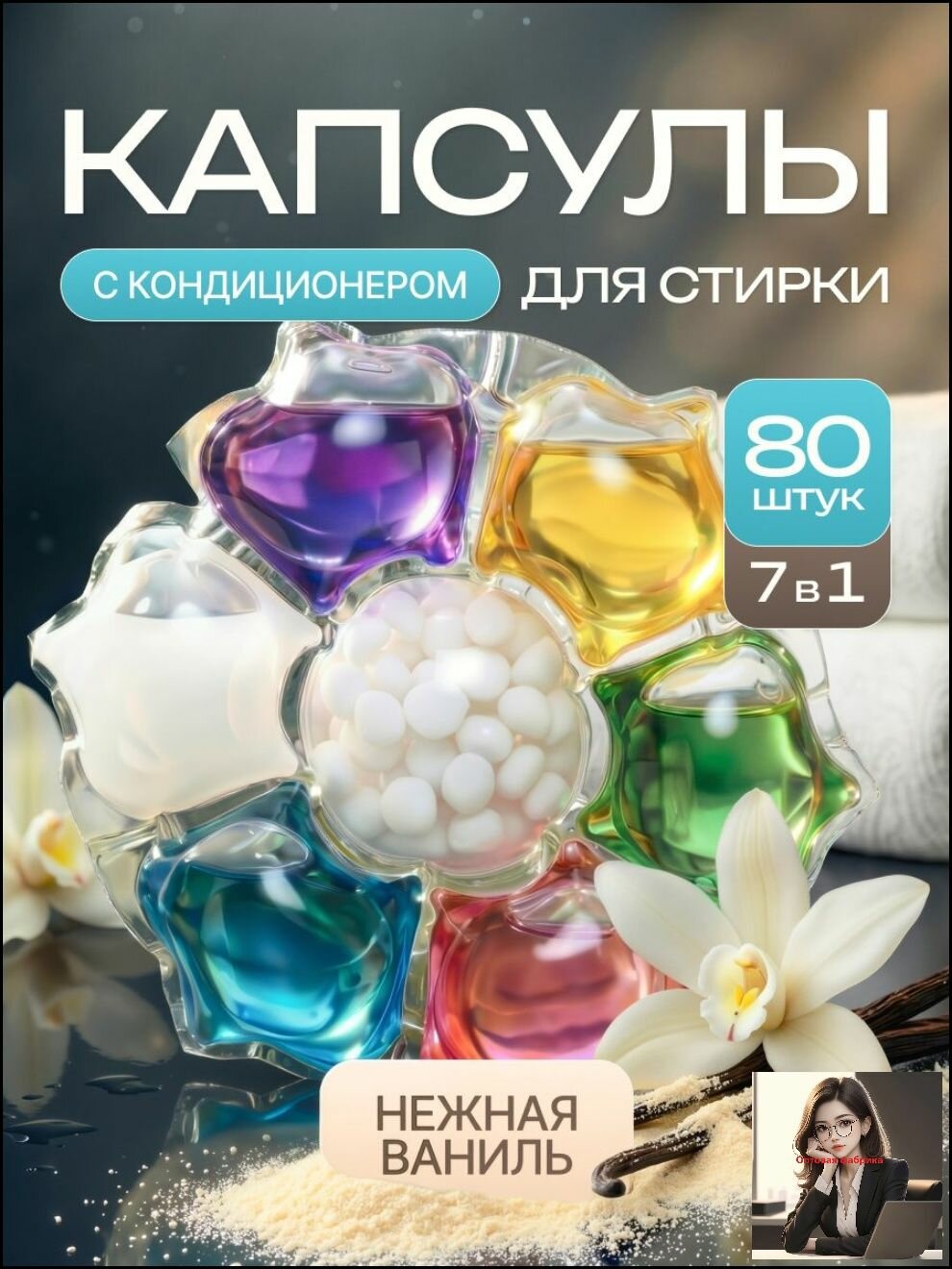 Капсулы для стирки белья с кондиционером Perfeco