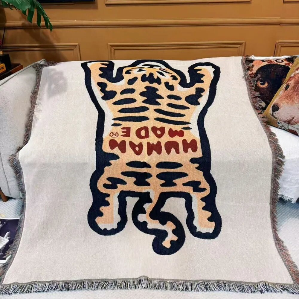Плед пончо Human Made с принтом тигра, полиэфирное волокно, 160x130 см, для пикника