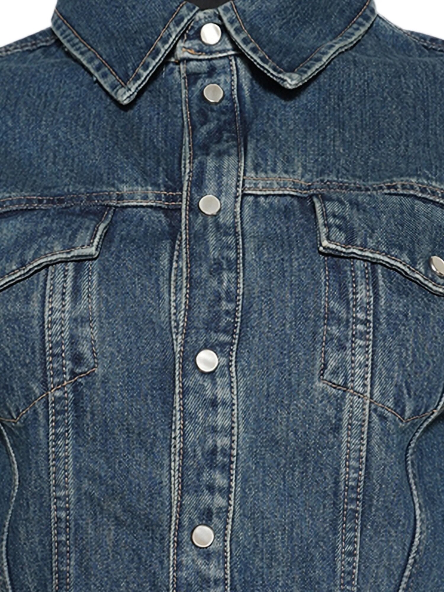 Куртка WARDROBE.NYC Buttoned cropped jacket, размер 2XS-XS, синий — фото 1