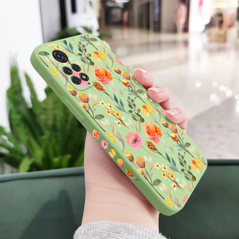 Чехол Light Green Redmi Note 10 Pro с цветочным принтом