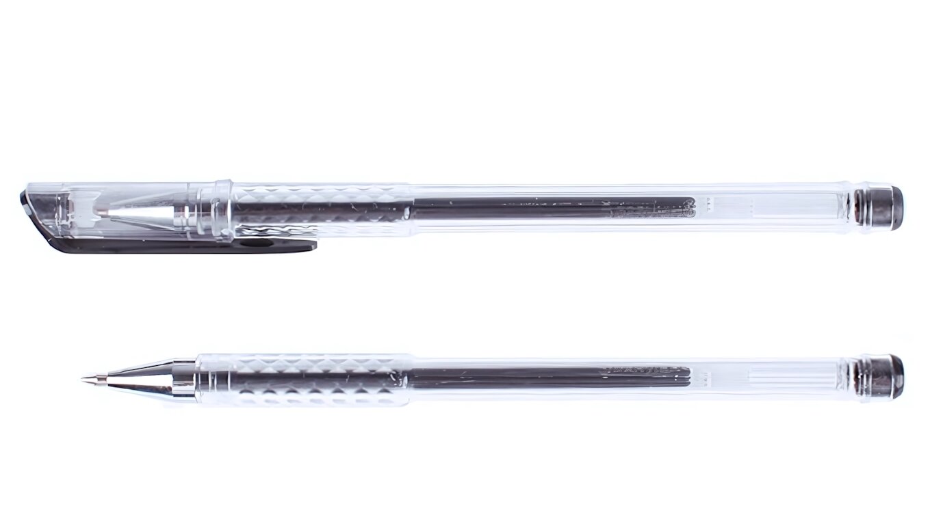 Ручка гелевая черная 0.7мм Darvish, корпус прозрачный, рельефный захват