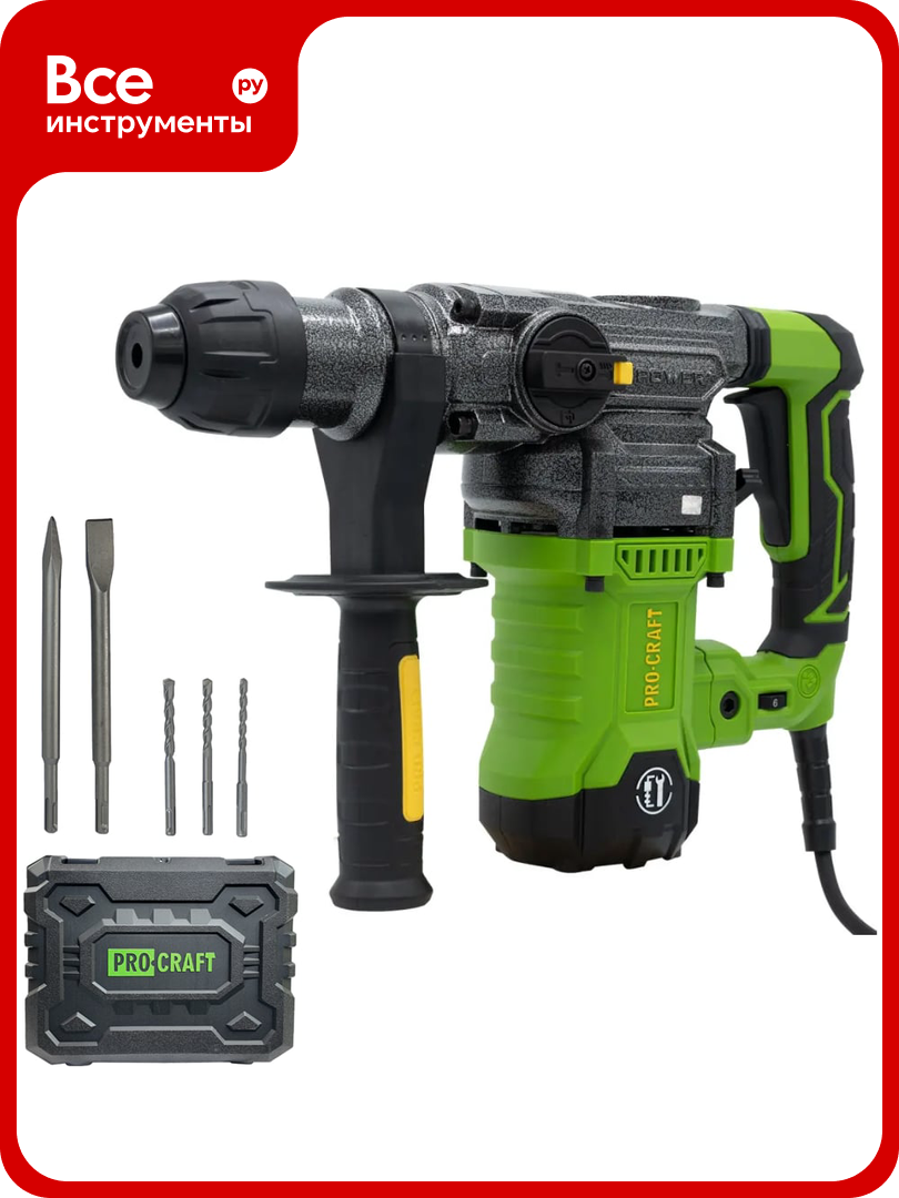 Перфоратор PROCRAFT 1500 Вт, 5,5 Дж, 0-4300 уд/мин, SDS+ BH1800