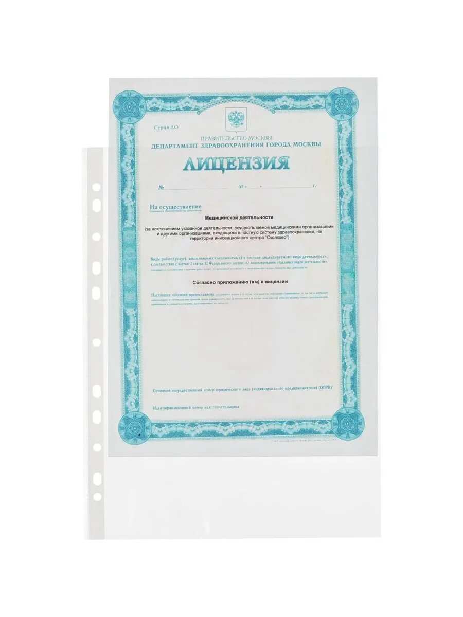 Гладкие файлы-вкладыши A4, 40 мкм, 100 шт.