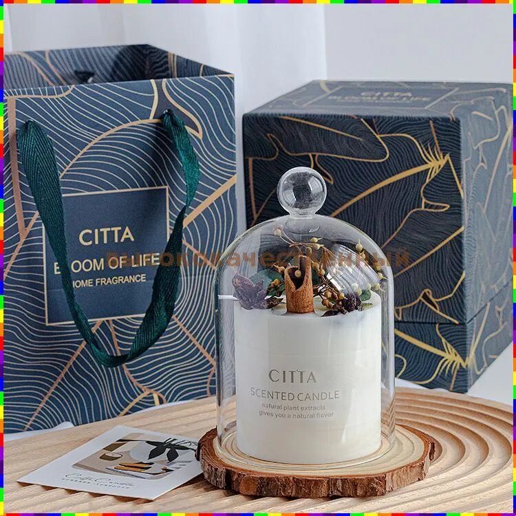 Свеча ароматическая "Premium Perfumed Candle / Натуральные экстракты вербены, бергамота и апельсина", 9 см х 7 см, 1 шт