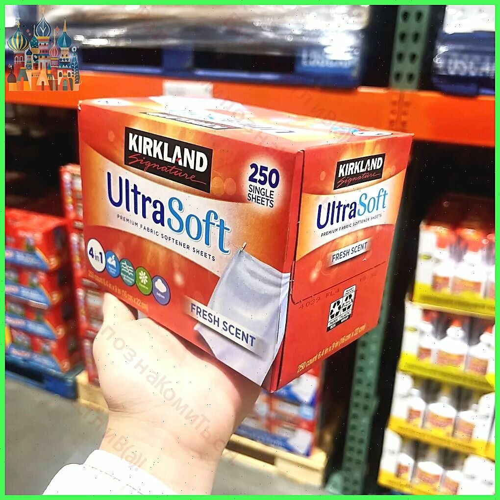 Kirkland Signature, салфетки для сушки белья в сушильной машине, свежий аромат