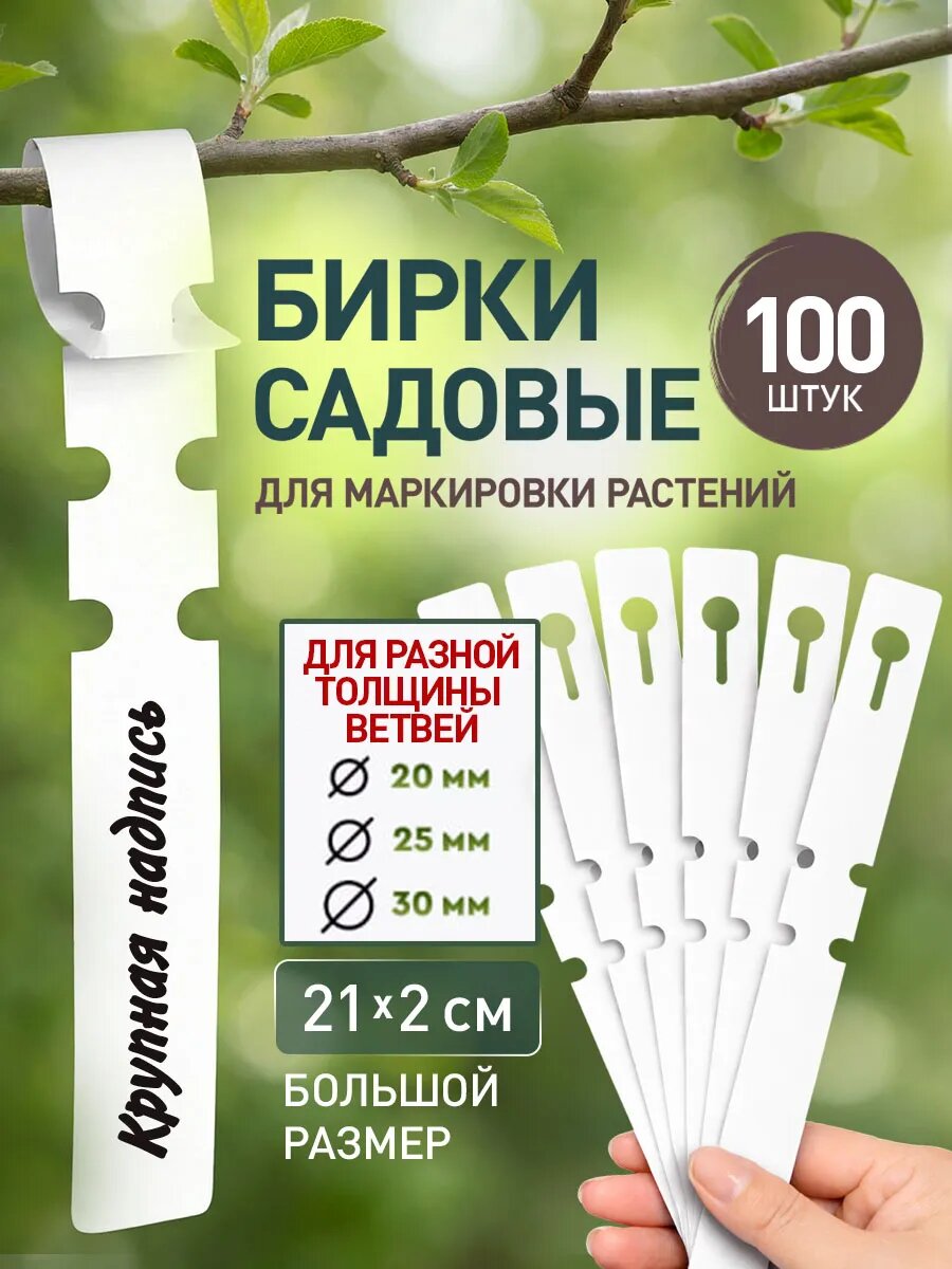 Таблички садовые iulkapu, бирки для растений, с засечками, белые, 100 шт.