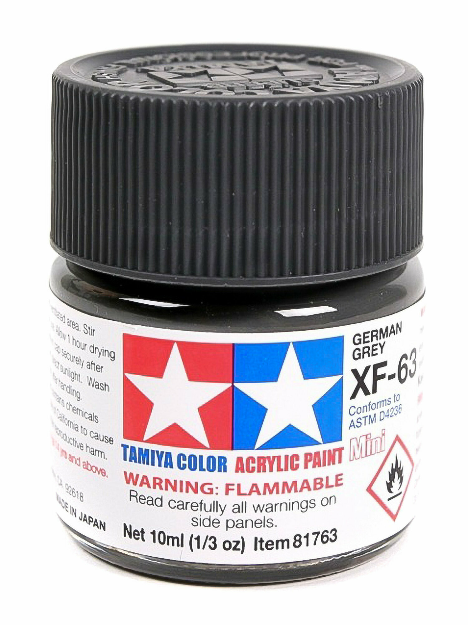 Краска акриловая Tamiya Color XF-63 German Grey 81763 немецкая серая матовая, 10 мл