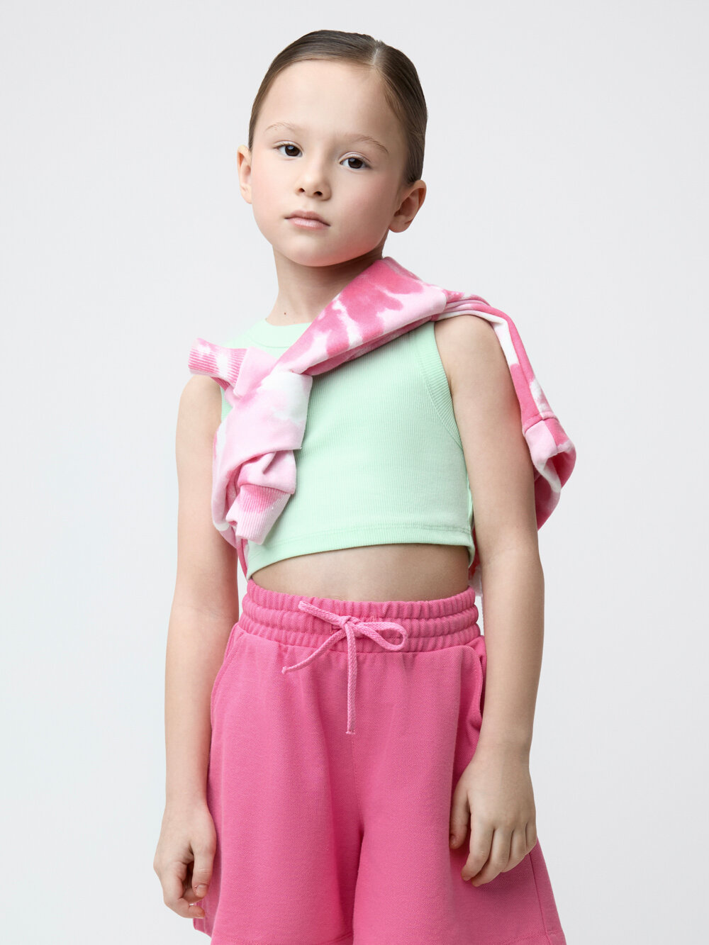 Майка трикотажный топ в рубчик для девочки, хлопок