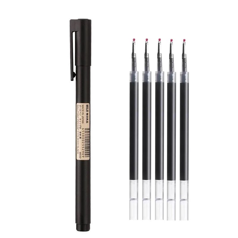 Hopk гелевая ручка 0,5 мм черная Черный, 1 black 5 refills