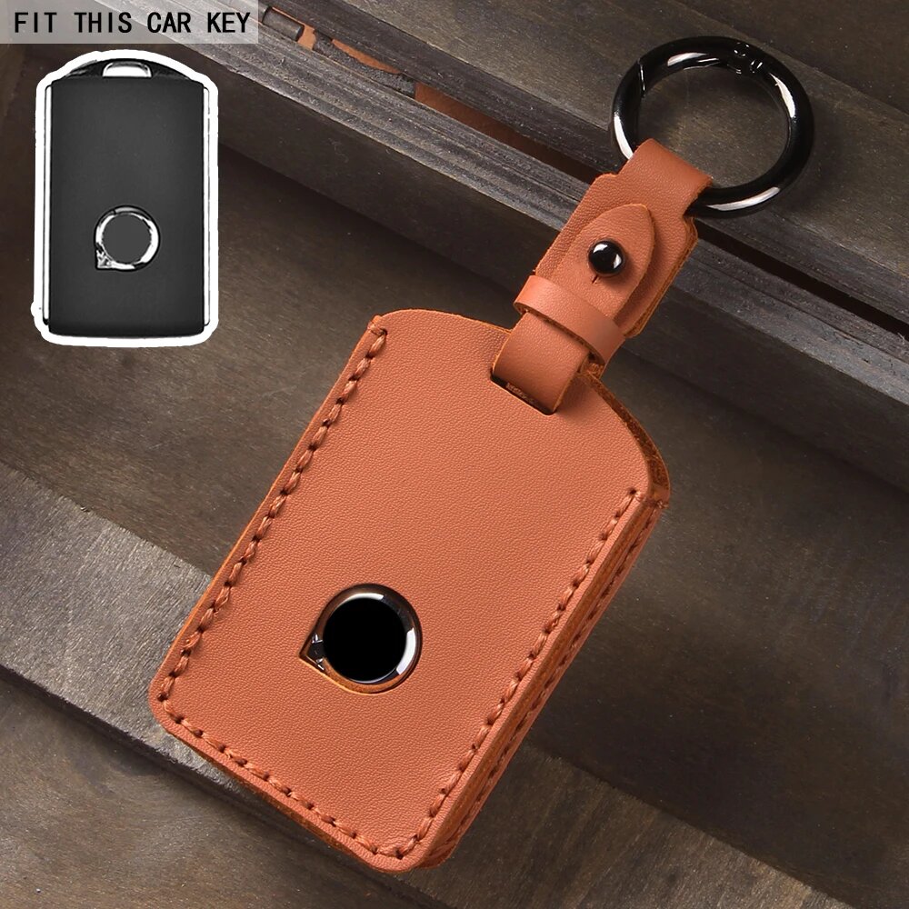 Кожаный чехол для автомобильного ключа для Volvo S60 S90 XC40 XC60 XC90 V60 V90 T6 T8 Auto Оранжевый