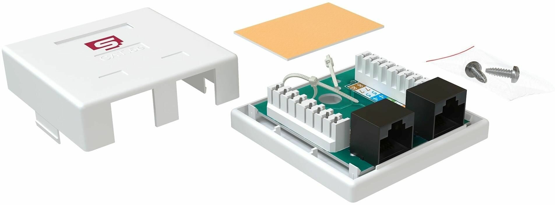Розетка SYSMATRIX RJ45, 2 модуля, категория 5E, UTP, белая (SB 25EU. WH)