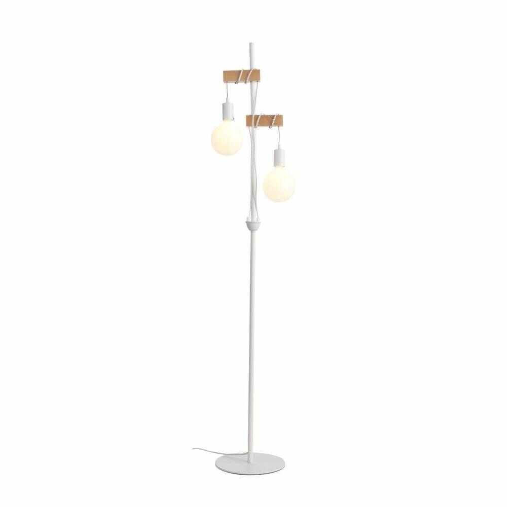 SL1142.505.01 ST-Luce Светильник напольный Белый, Светлое дерево E27 2*60W.