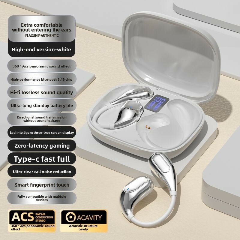 Bluetooth ушные наушники comfortable long lasting battery life for gym and outdoors white