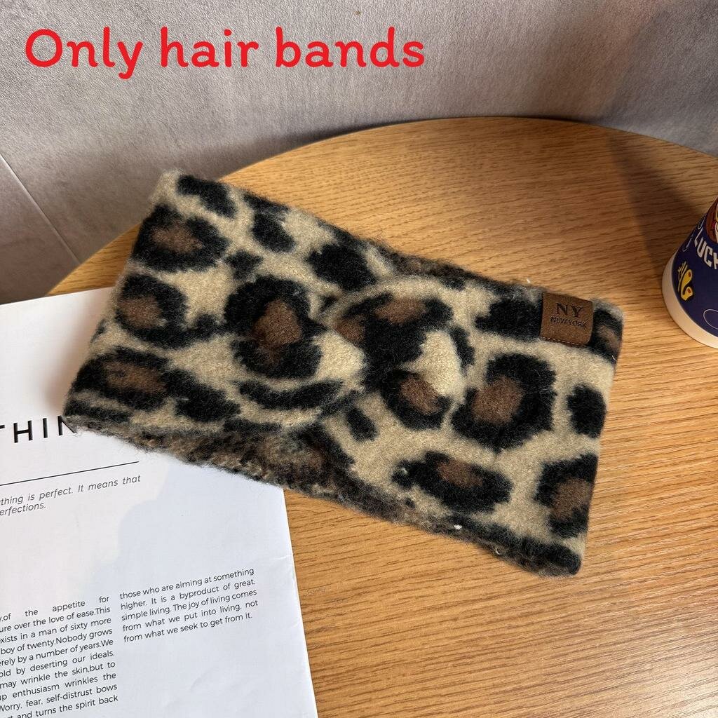 Завязка для волос женская зимняя вязка леопардовая модный аксессуар хаки