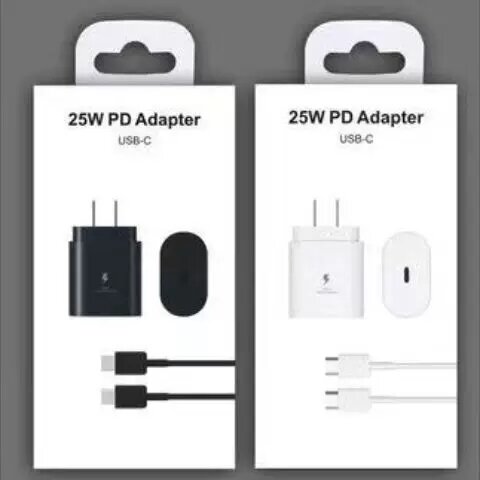 Samsung 25W быстрая зарядка адаптер + 1м кабель Type-C, американский стандарт, черный, для Galaxy S22/S21 FE/S20