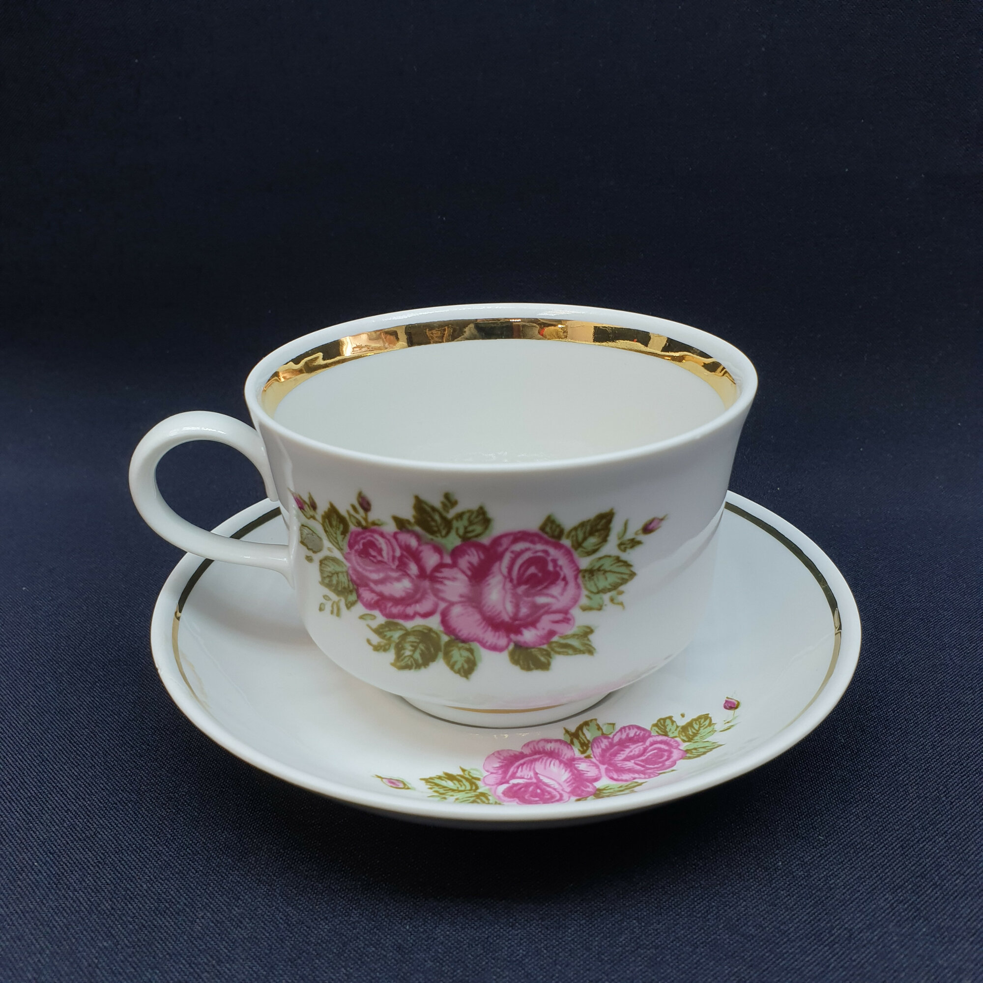 Винтажная чайная пара Тернополь , фарфор 200 мл, СССР