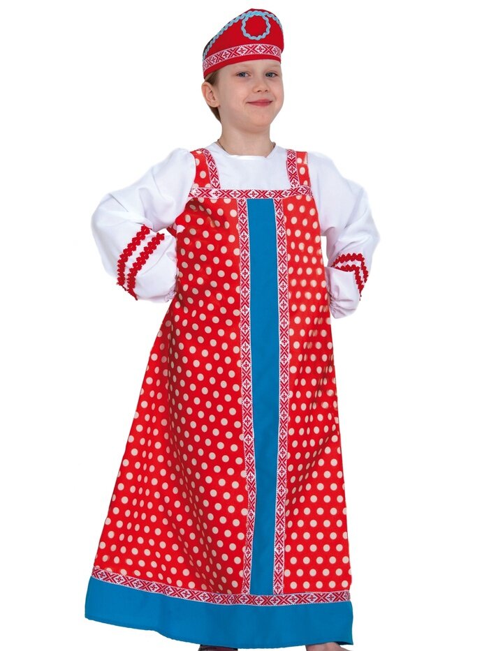 Карнавальный костюм русский народный для девочки «Аленушка», красный, р. 134