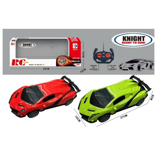 Машинка на пульте р/у, 27 MHz, размер: 12*27*8 см, 2 цвета в ассортименте, в/к 35*15*12 см