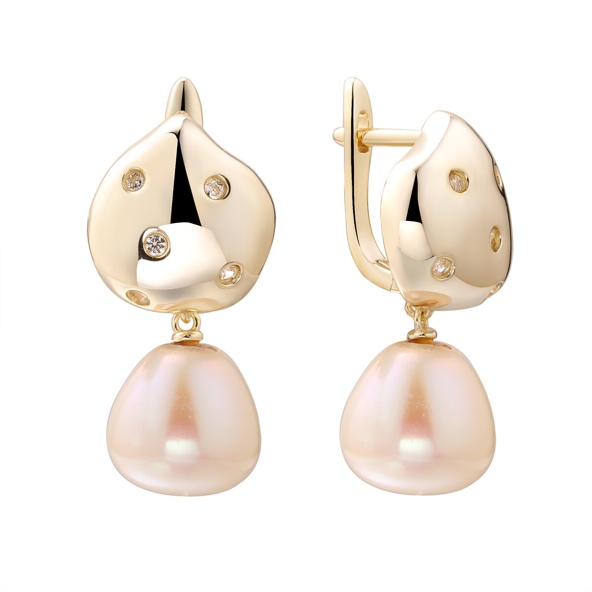 Серьги, серебро, 925 проба, жемчуг культивированный, фианит