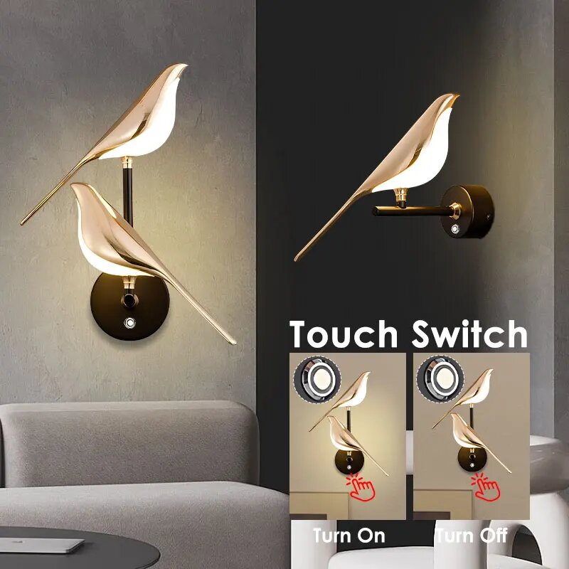 Настенный светильник Bird Sora, золотой, LED, 10W, 29x24см