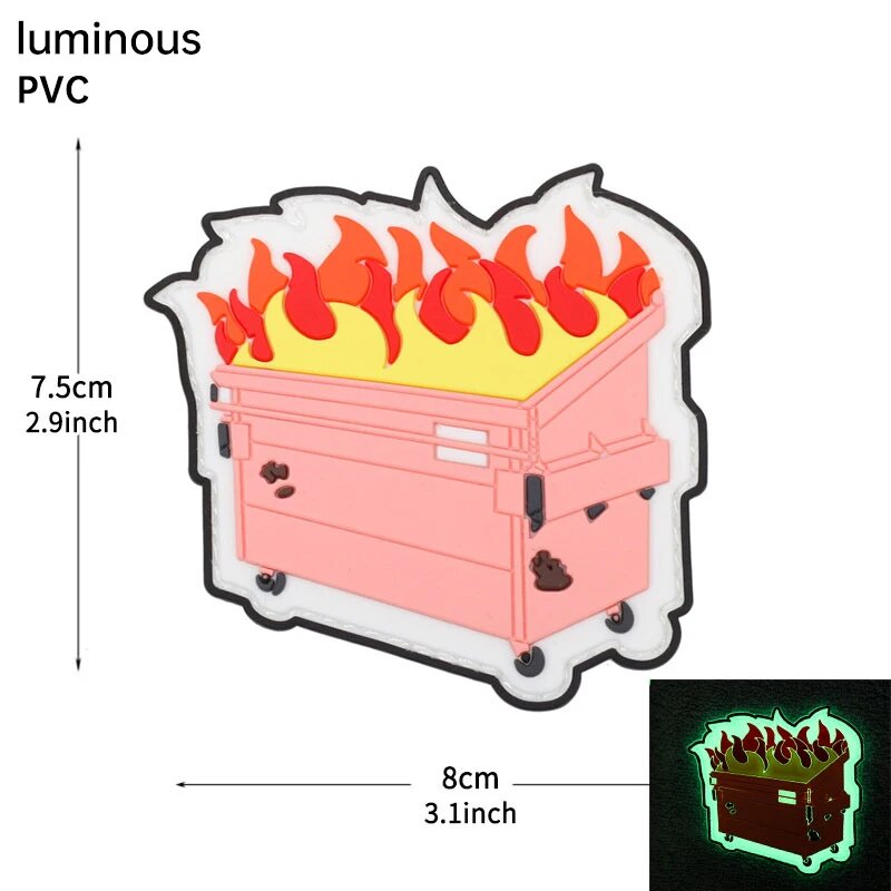 Нашивка на одежду "Контейнер в огне", luminous PVC, C41-8