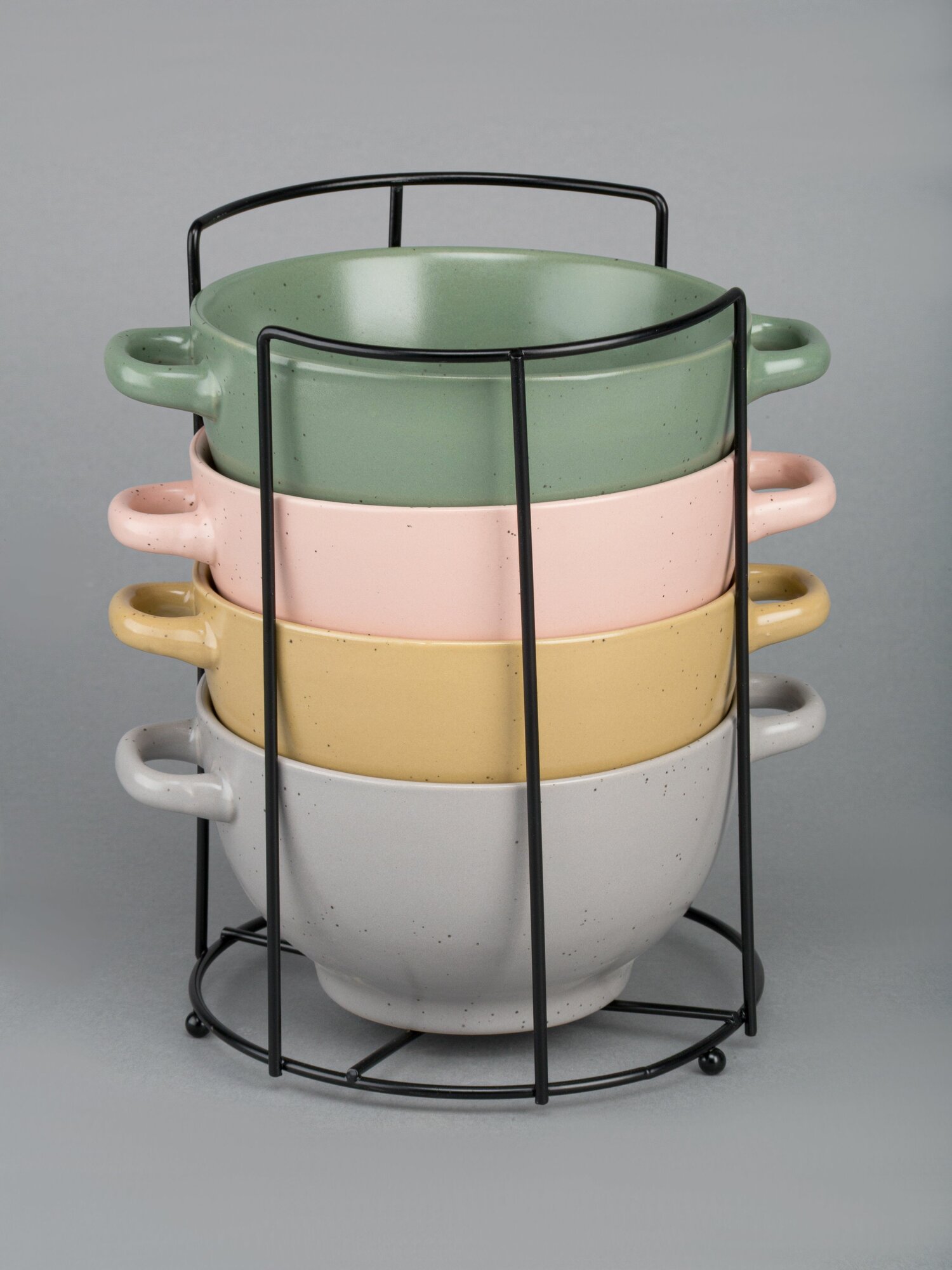 Набор бульонниц на подставке керамических 4 шт Флоренция набор супниц