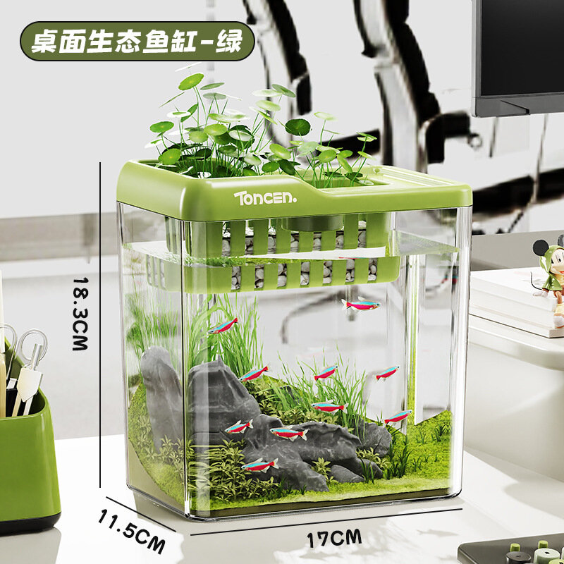 Новый многофункциональный аквариум для разведения черепах для гостиной, домашнего использования, имитация стекла, прозрачный, небольшой настольный экологический аквариум для офиса.