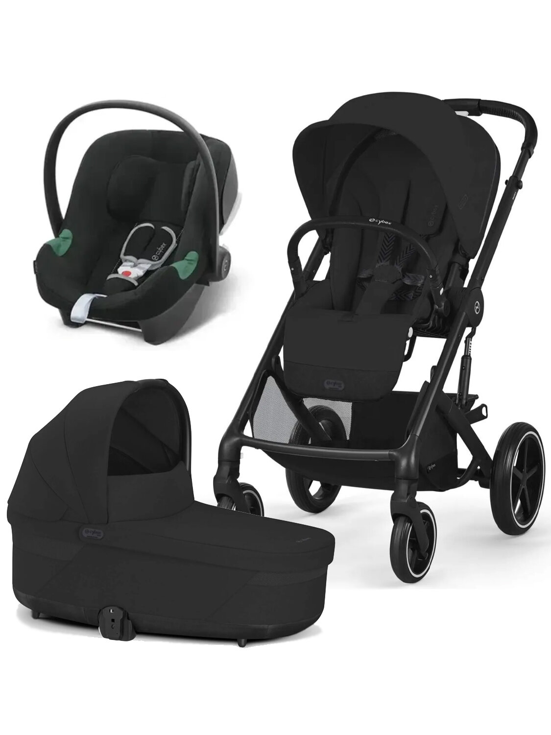 Коляска 3 в 1 Cybex Balios S Lux New BLK Moon Black с дождевиком 524002483