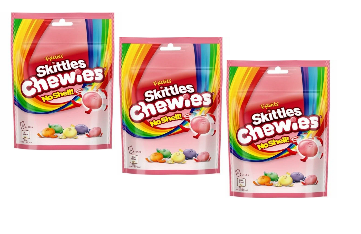 Конфеты жевательные Skittles Chewies / Скитлс драже без скорлупы ( 3 по 137 г)