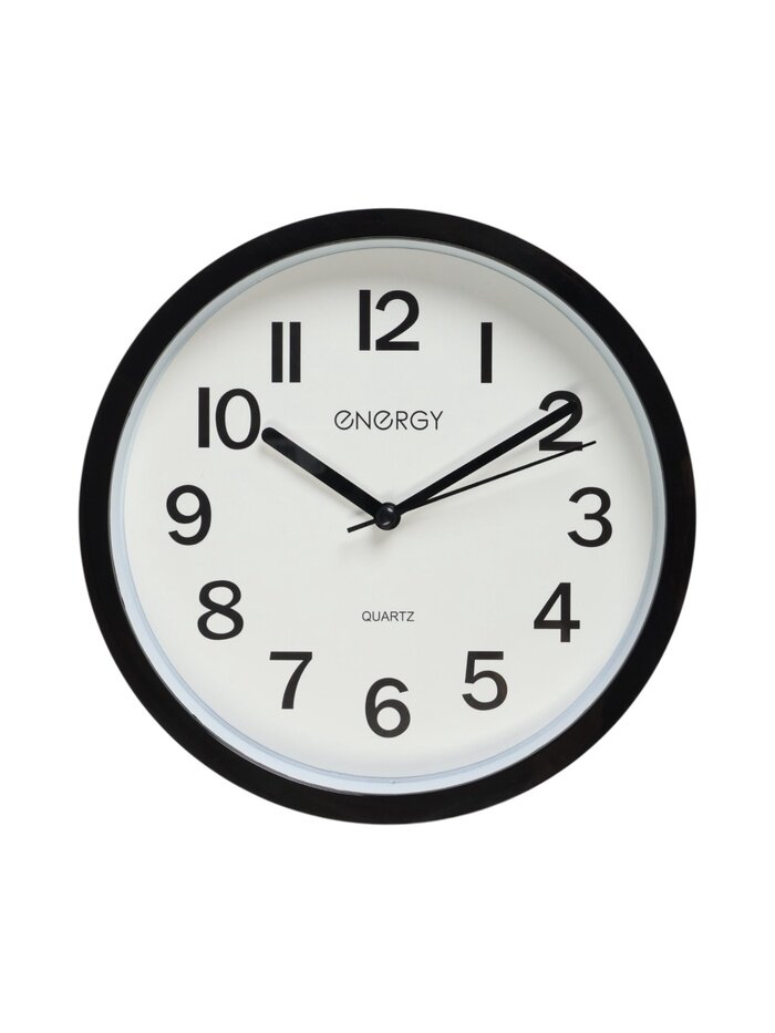 Часы настенные классические ENERGY ЕС-139, бесшумные, плавный ход, d=22 см, чёрные