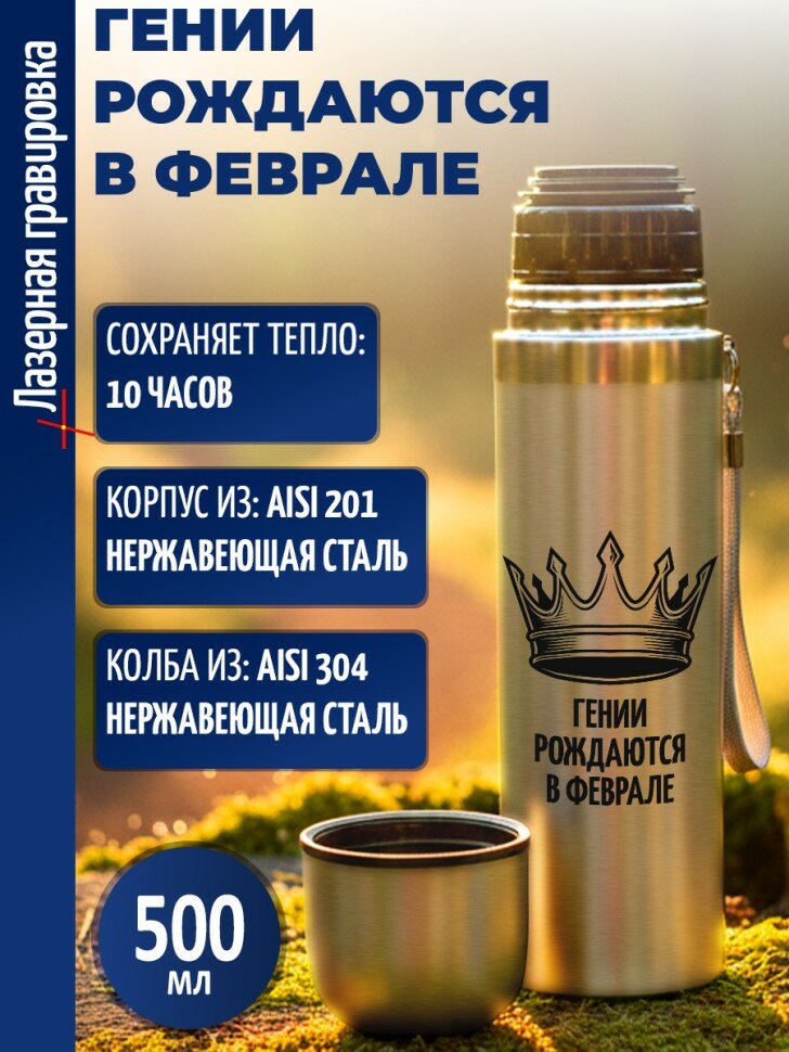 Термос "Гении рождаются в феврале" (500 мл)