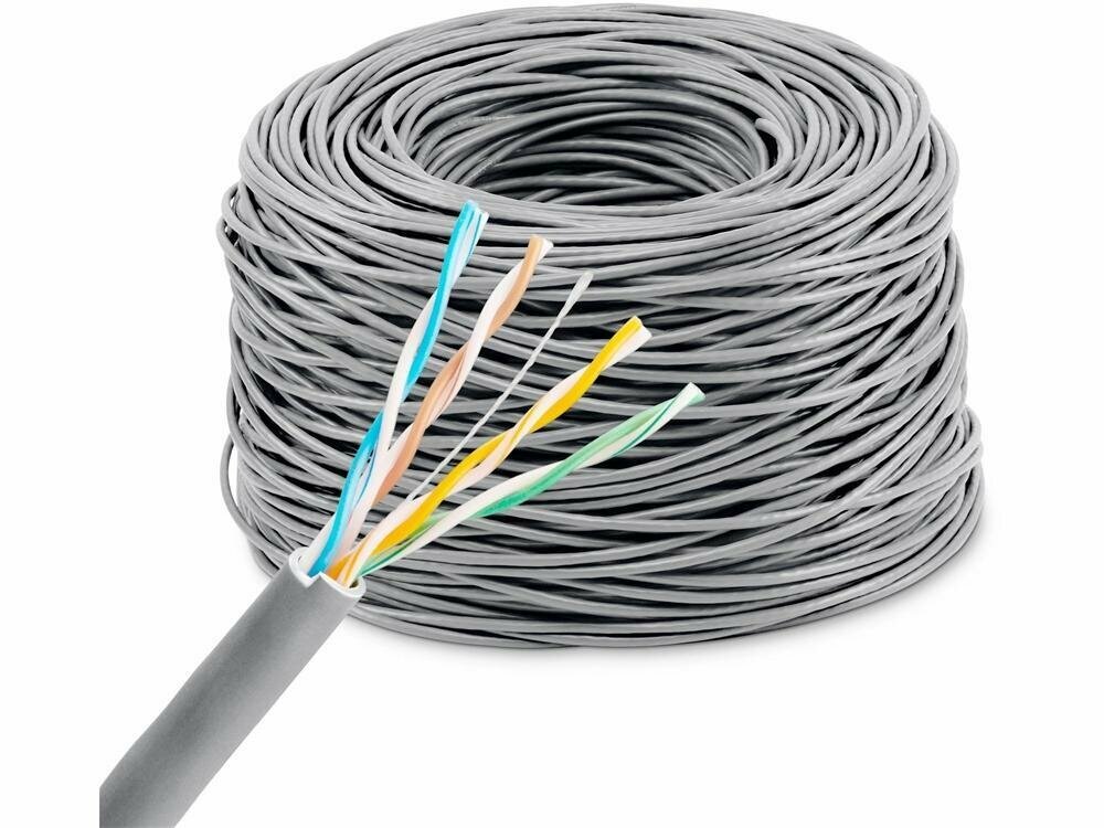 Кабель сетевой KingPrice KP-utp-c5e-0.5mm-cca-305m 1Гбит/с UTP 4 пары cat.5E solid 0.5мм CCA 305м серый