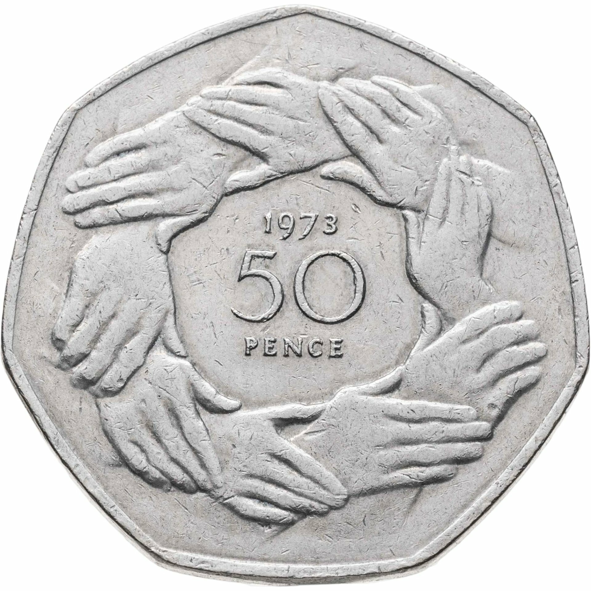 Великобритания 50 пенсов (pence) 1973 Вступление в Европейское Экономическое Сообщество