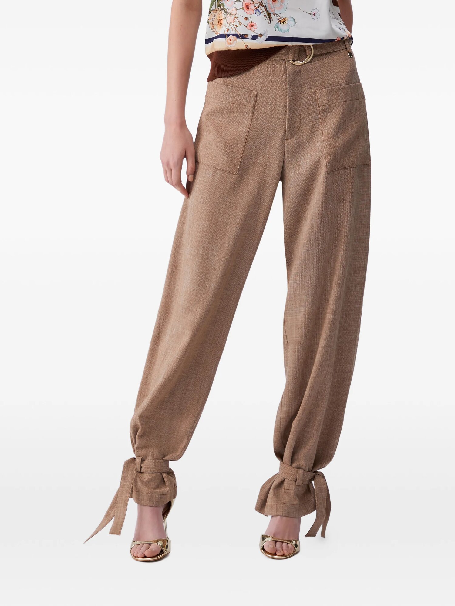 Брюки LIU JO Belted trousers, размер 46, разноцветный — фото 1