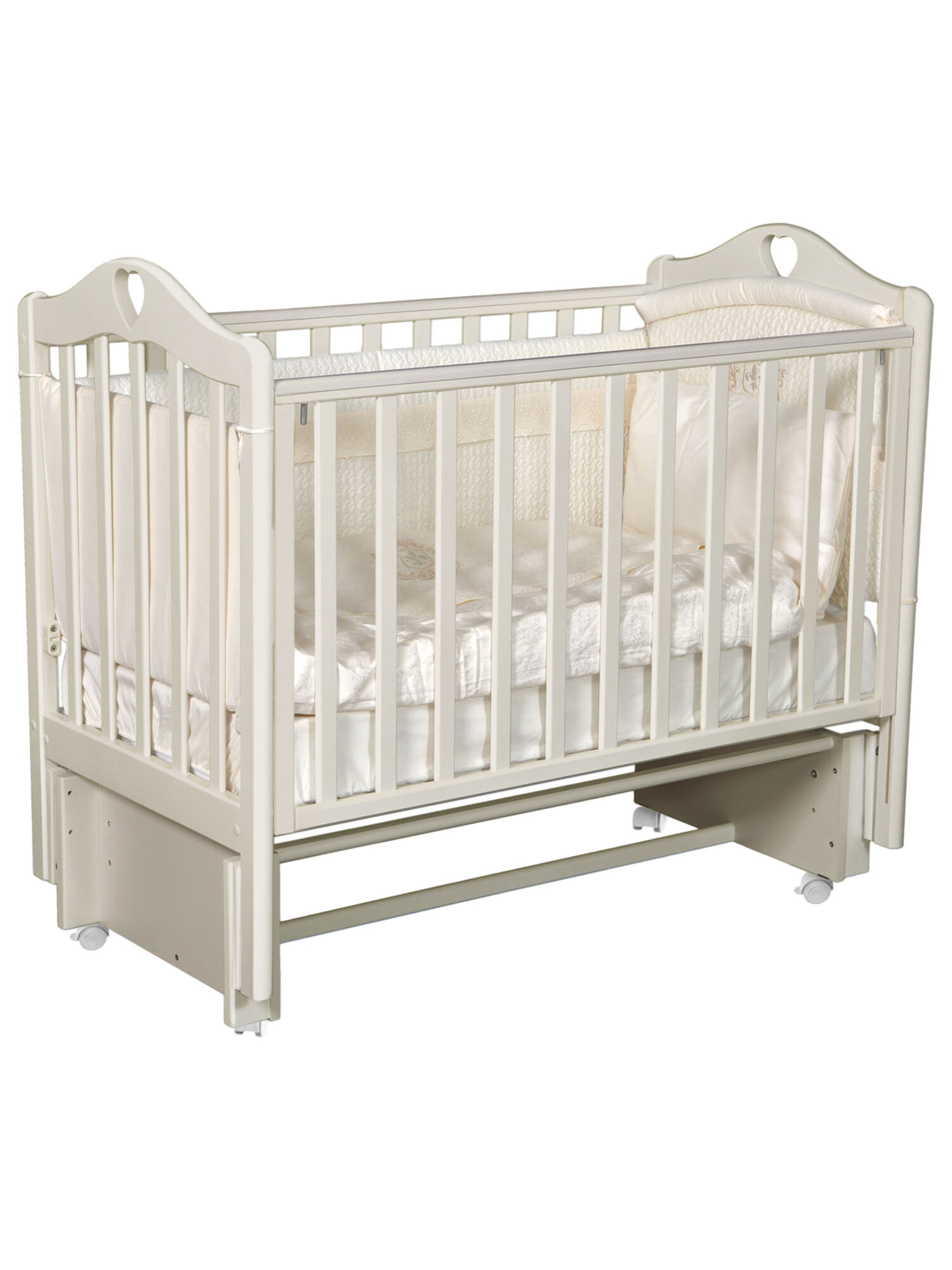 Кроватка детская для новорожденных Антел Дарина-1, универсальный маятник, колеса, автостенка, кашемир