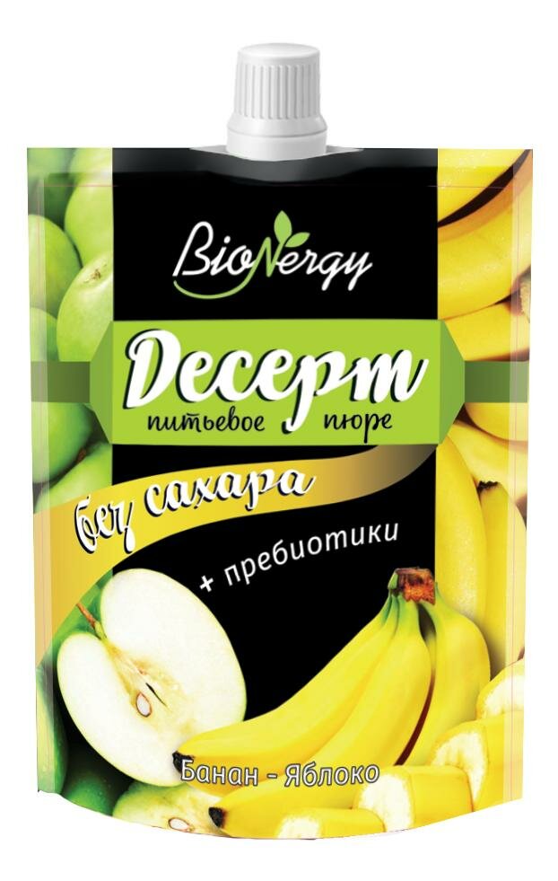Десерт фруктовый BioNergy Яблоко-Банан, дой-пак, 140 г, из пюре