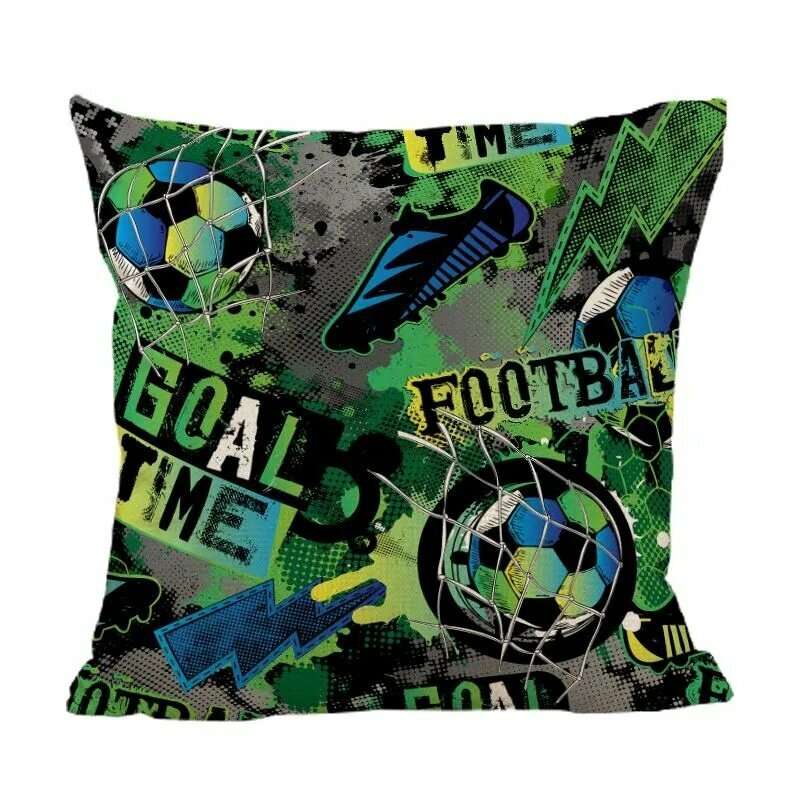 Наволочка декоративная для подушки 45х45 см, футбольный принт GOAL TIME, наволочка на диван, 1 шт.
