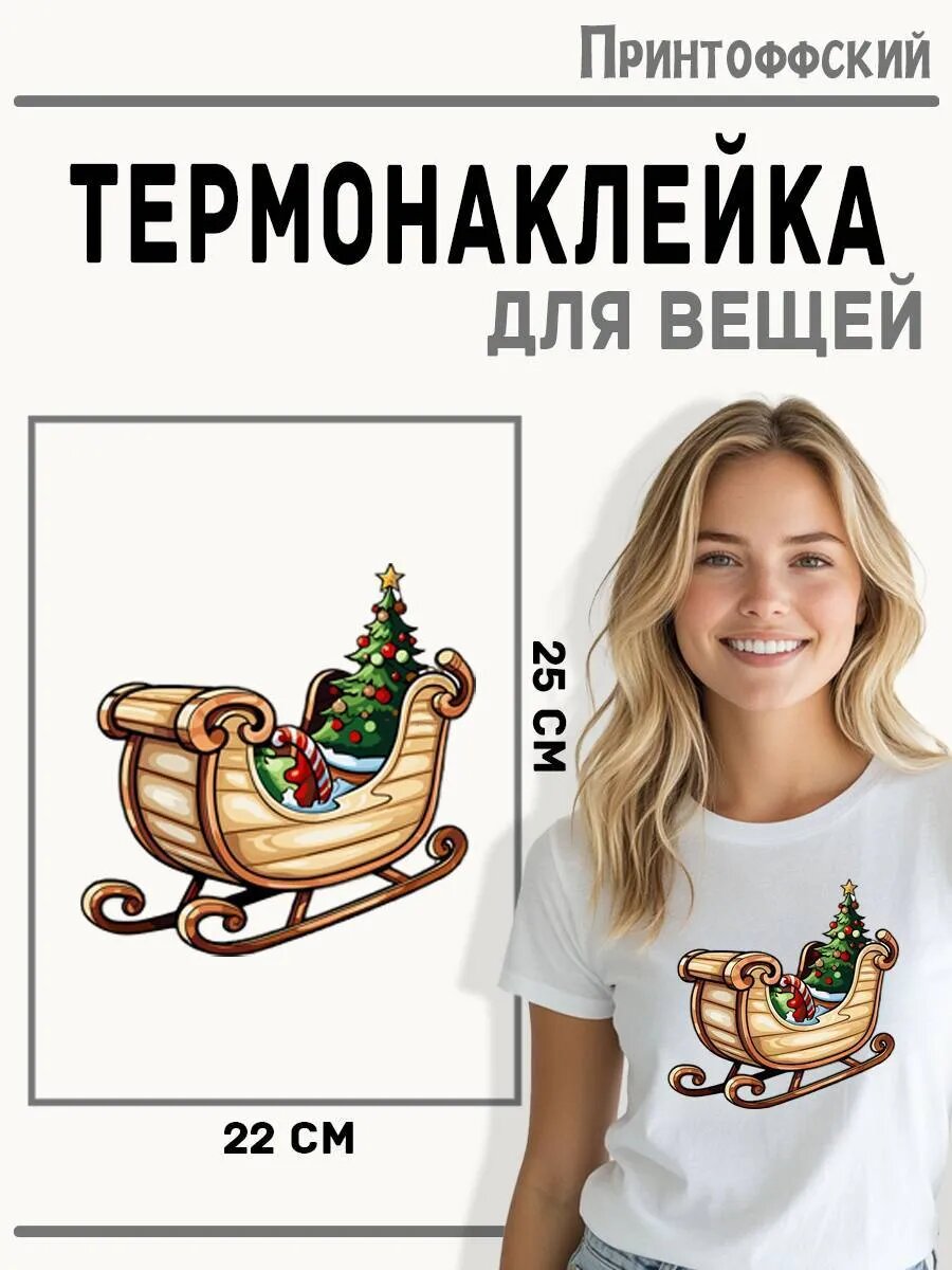 Термонаклейка для одежды и аксессуаров DTF-печать сани — фото 1
