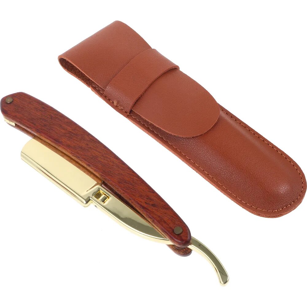 Держатель Для Бритвенных Лезвий, Кожаный Чехол, Металл, Золотой, Для Мужчин, 1 Комплект