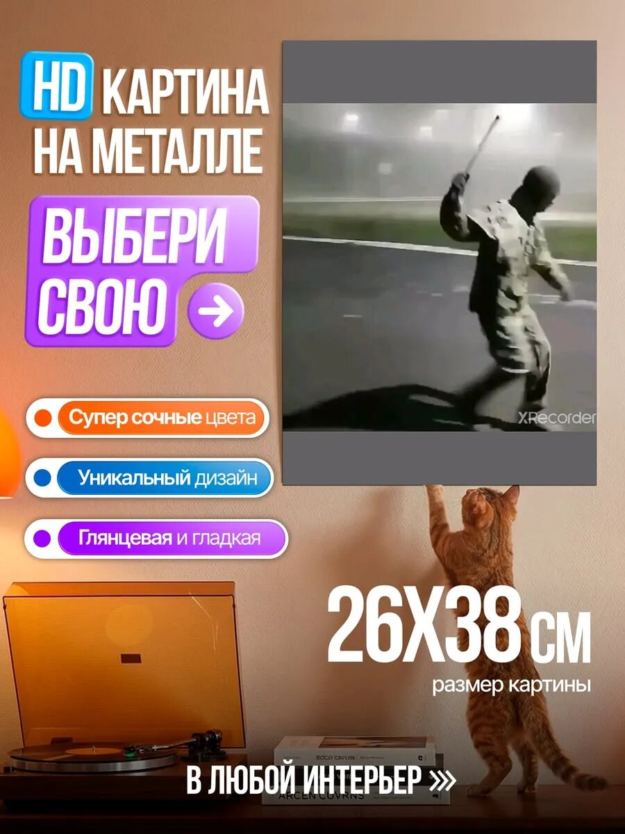 Картина на HD металле Солдат с палкой