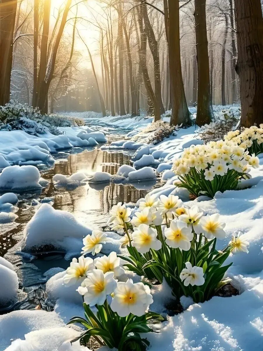 Картина по номерам на холсте Подснежники 40*50 см