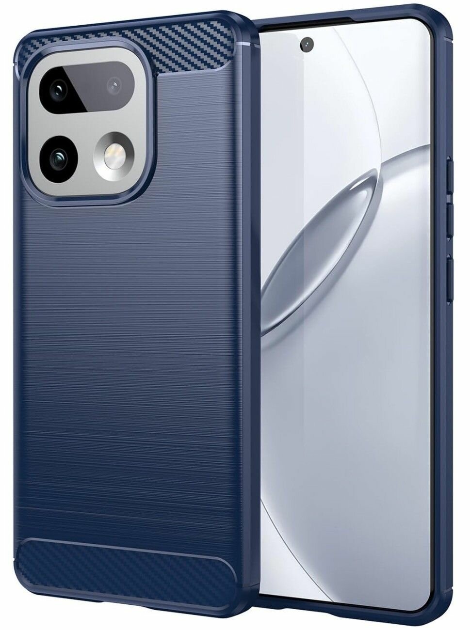 Чехол на Realme 16 Pro Plus (16 Pro+) силиконовый карбон сталь синий
