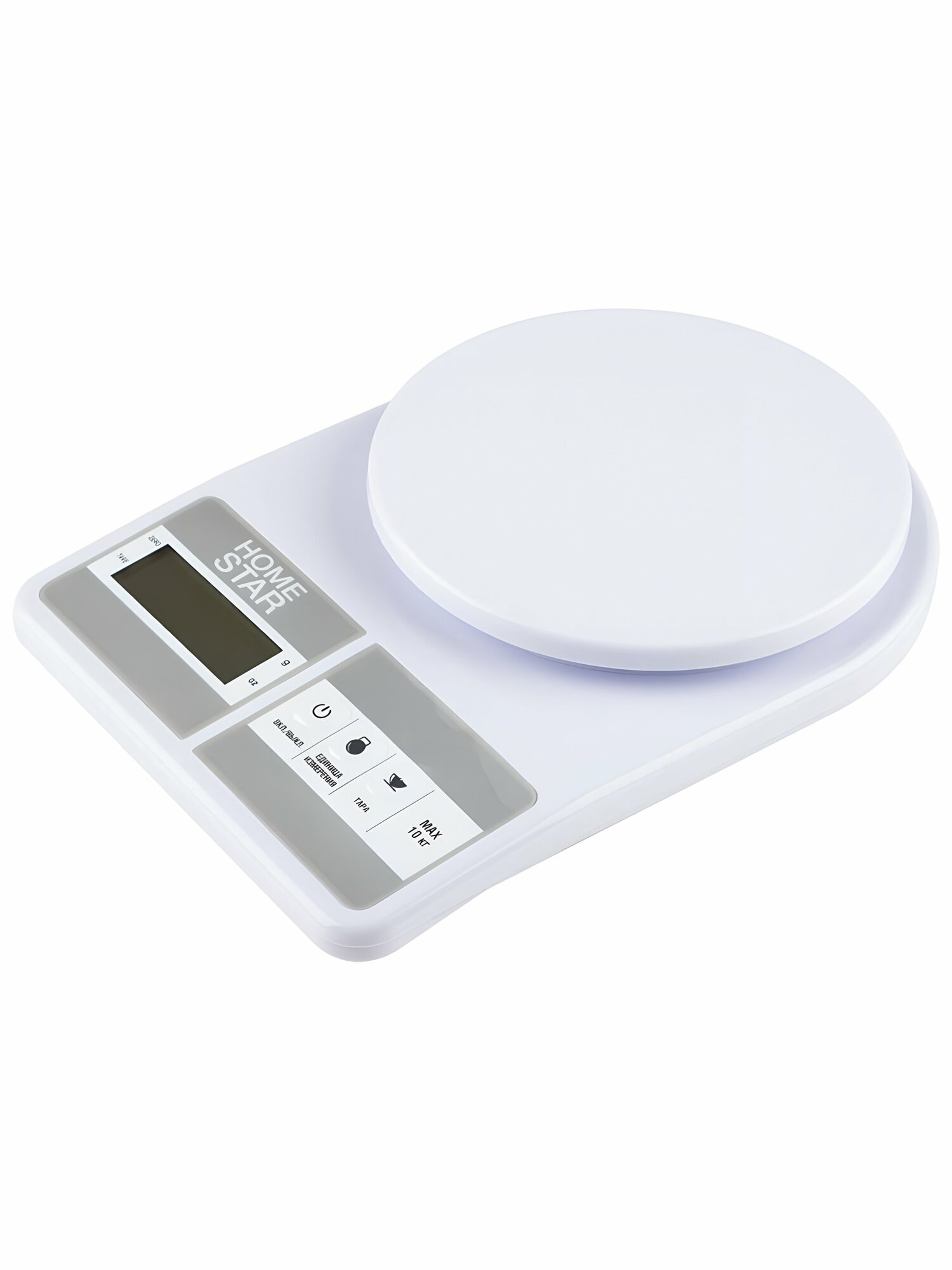 Весы кухонные электронные, Homestar, HS-3012, платф, точн 1 г, до 10 кг, LCD-дисп, бел, 104931