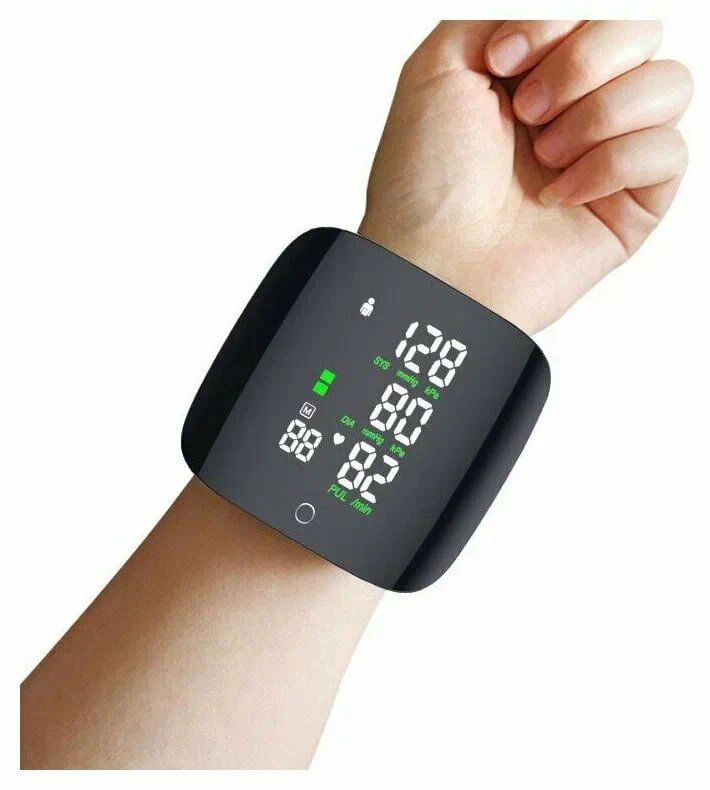 Автоматический тонометр на запястье для измерения давления, черный
