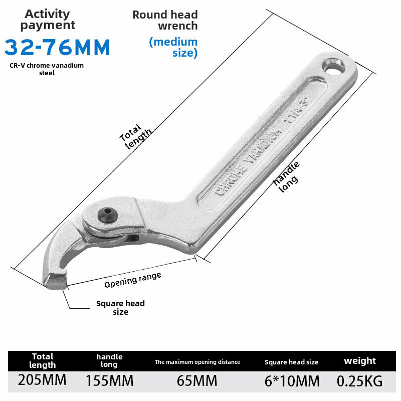Гаечный Ключ: Прочный Материал Компактный Размер - Универсальная Головка для Гидроцилиндра Крючок Полумесяц for Сантехника и Автомобильный Ремонт