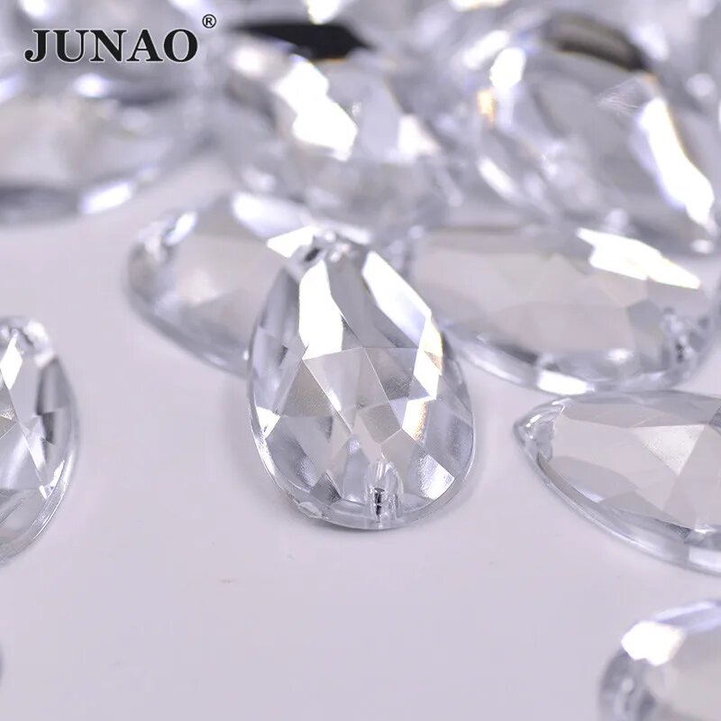 JUNAO Стразы акриловые Clear 17x28 мм 100 шт