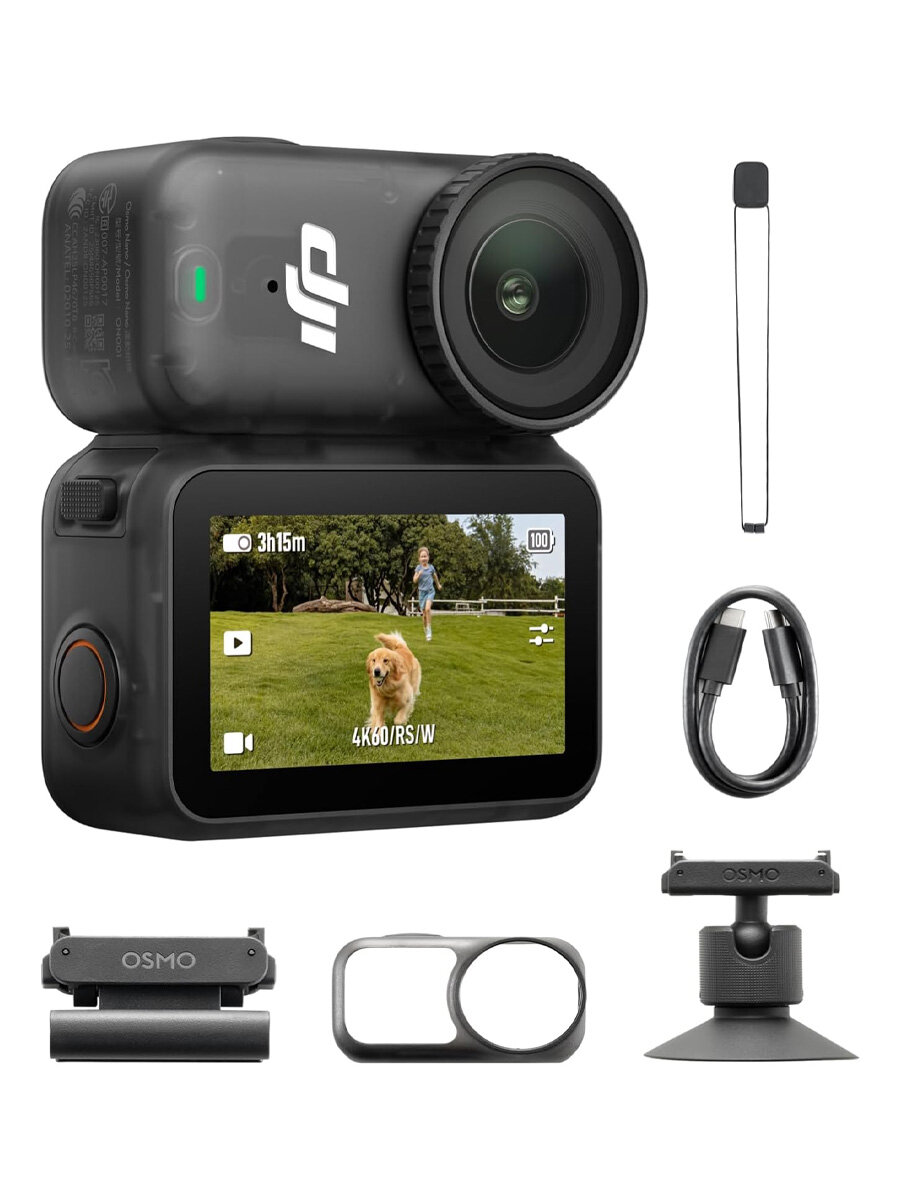Экшн-камера DJI Osmo Nano Standard Combo (64GB) Black, Небольшой 4K / 60fps, 1 / 1.3 "Датчик, 143 ° Wide FOV Видео