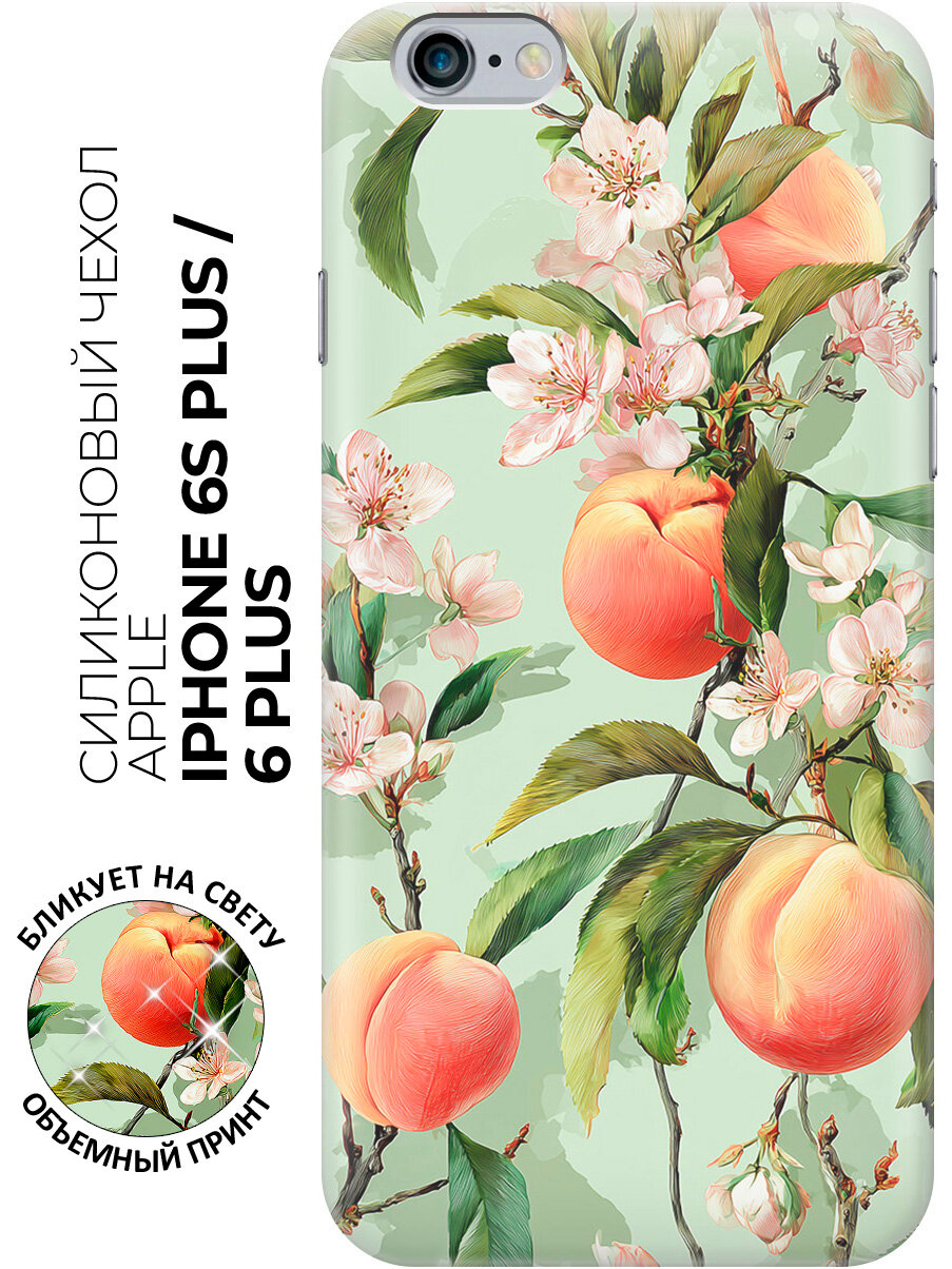 Силиконовый чехол на Apple iPhone 6S Plus / 6 Plus с принтом "Мятный сад персиков"