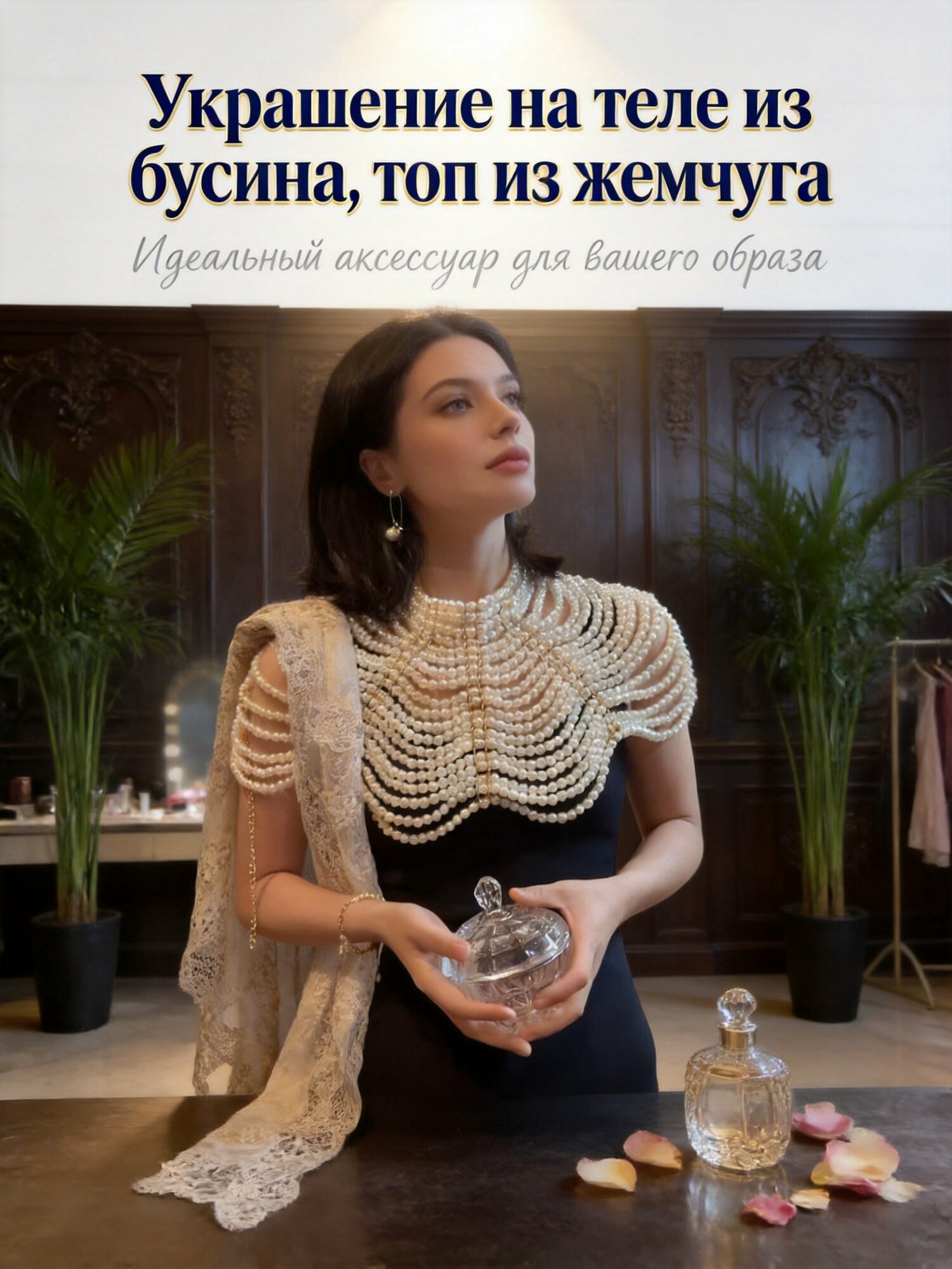 Украшение на тело из бусин, топ из жемчуга и ожерелье с оплечьем, цепочка на тело для повседневных и праздничных образов