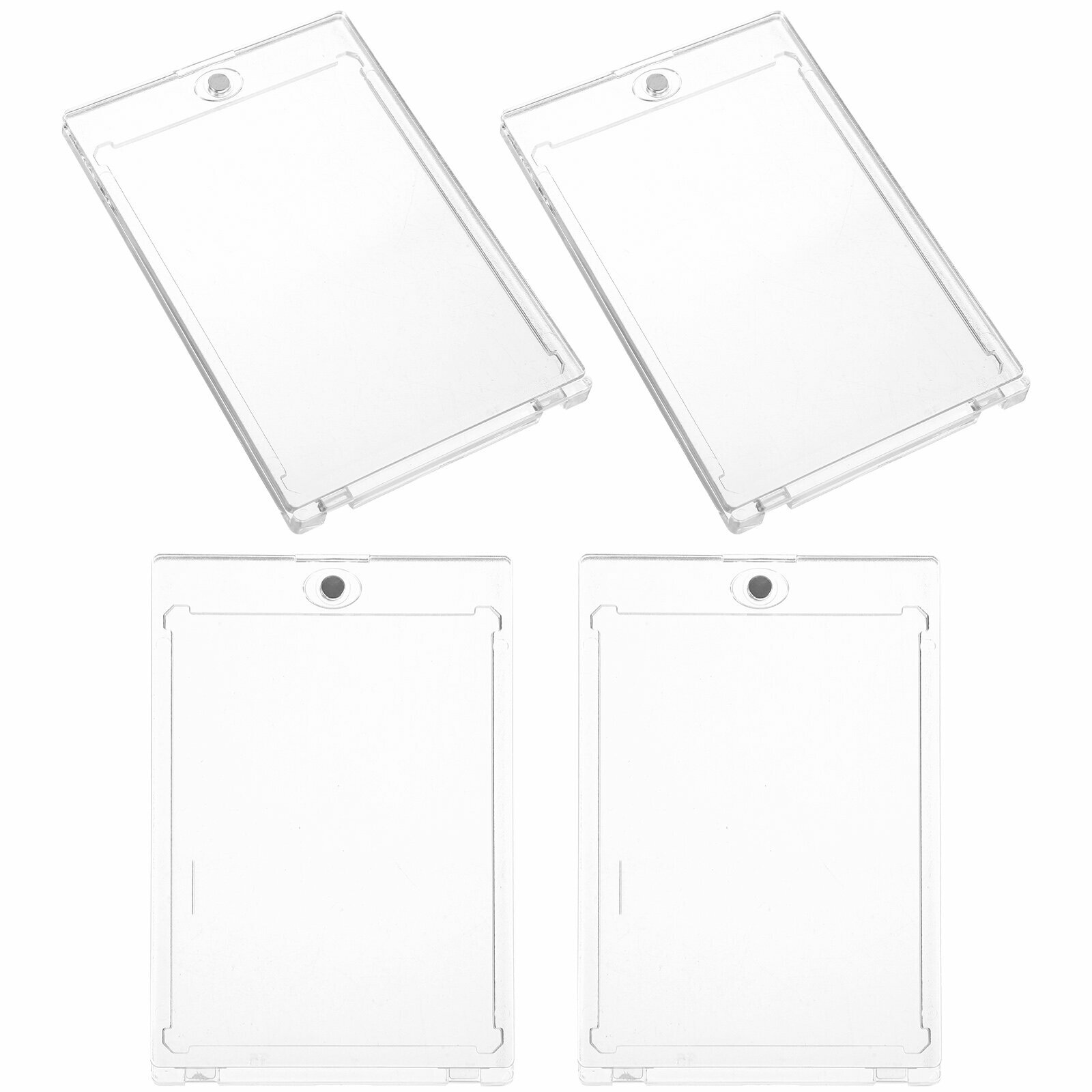 Магнитный держатель для карт, блок для карт, защитная пленка для карт, коробка для карт, жесткий защитный чехол для хранения карт (блок для карт 35PT 65*90 мм - прозрачный синий с серебристым магнитом) 4 шт.